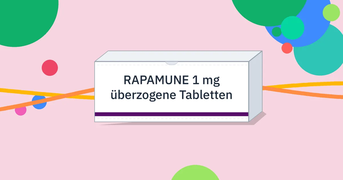 Symbolbild: Packung mit der Aufschrift RAPAMUNE 1 mg überzogene Tabletten (PZN 01897624) – Verfügbarkeit und Bezug in Apotheken in Frankfurt am Main