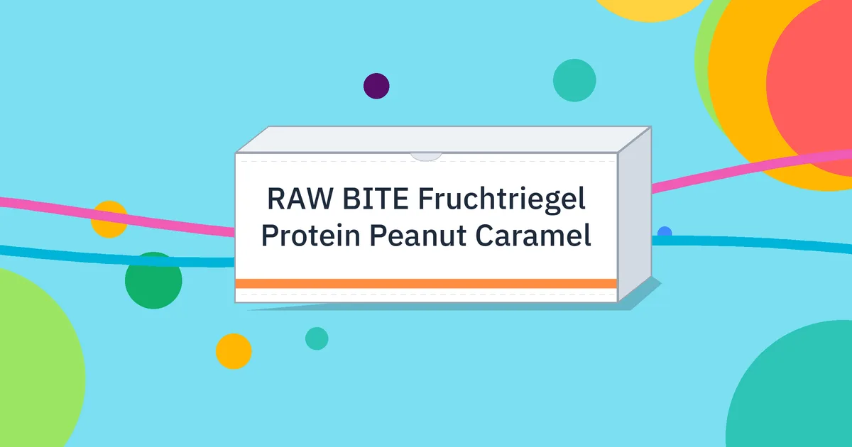 Symbolbild: Packung mit der Aufschrift RAW BITE Fruchtriegel Protein Peanut Caramel (PZN 20136167) – Verfügbarkeit und Bezug in Apotheken in Frankfurt am Main