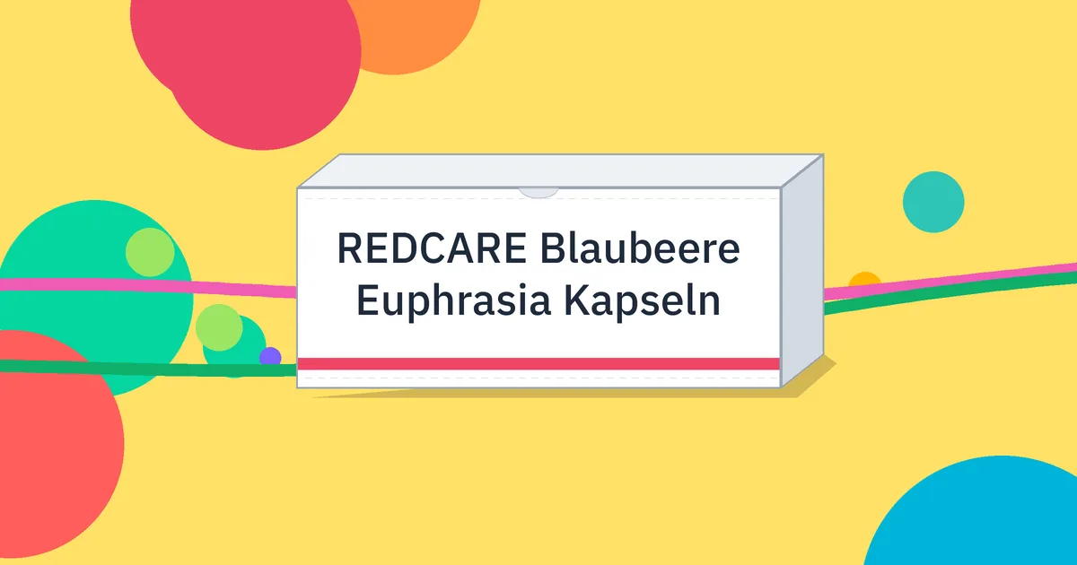 Symbolbild: Packung mit der Aufschrift REDCARE Blaubeere Euphrasia Kapseln (PZN 18230858) – Verfügbarkeit und Bezug in Apotheken in Frankfurt am Main