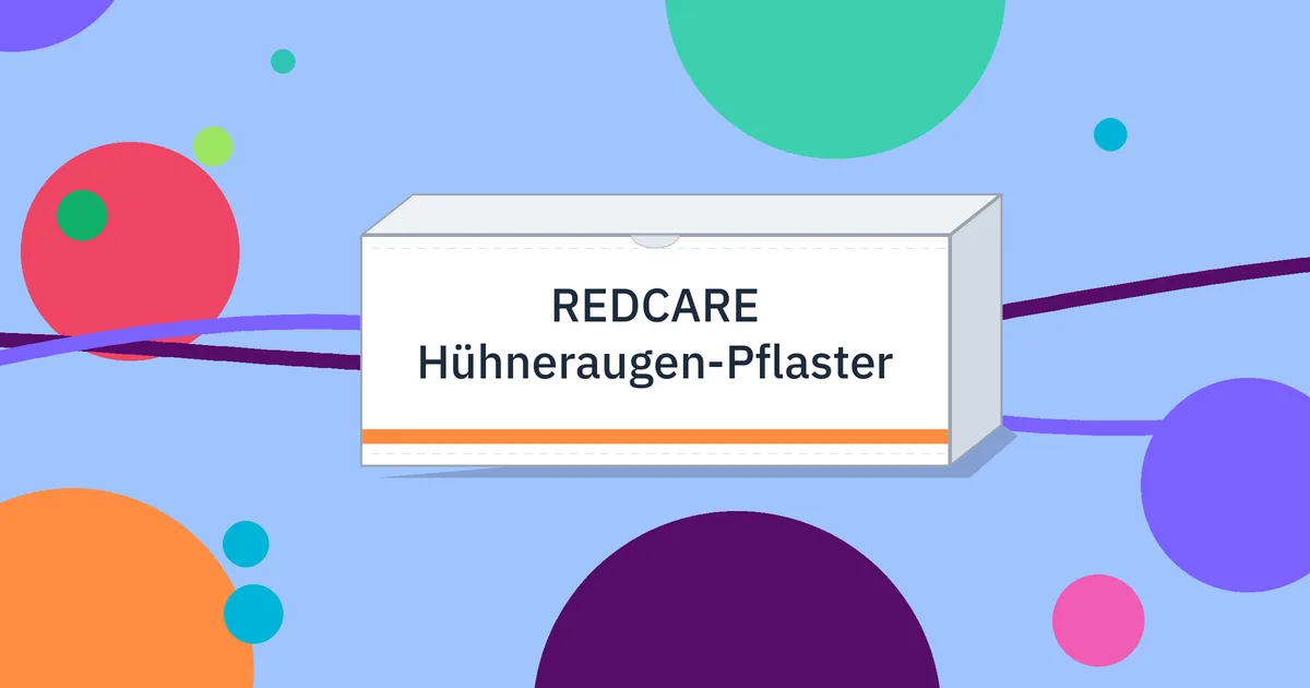 Symbolbild: Packung mit der Aufschrift REDCARE Hühneraugen-Pflaster (PZN 19176859) – Verfügbarkeit und Bezug in Apotheken in Frankfurt am Main