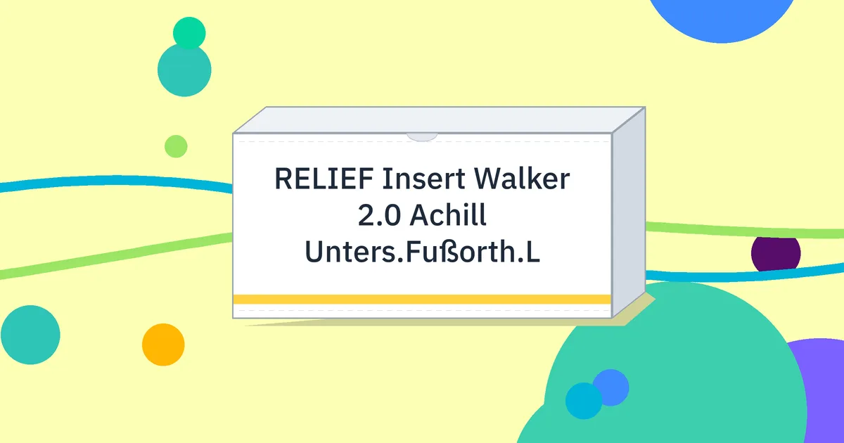 Symbolbild: Packung mit der Aufschrift RELIEF Insert Walker 2.0 Achill Unters.Fußorth.L (PZN 18090280) – Verfügbarkeit und Bezug in Apotheken in Frankfurt am Main