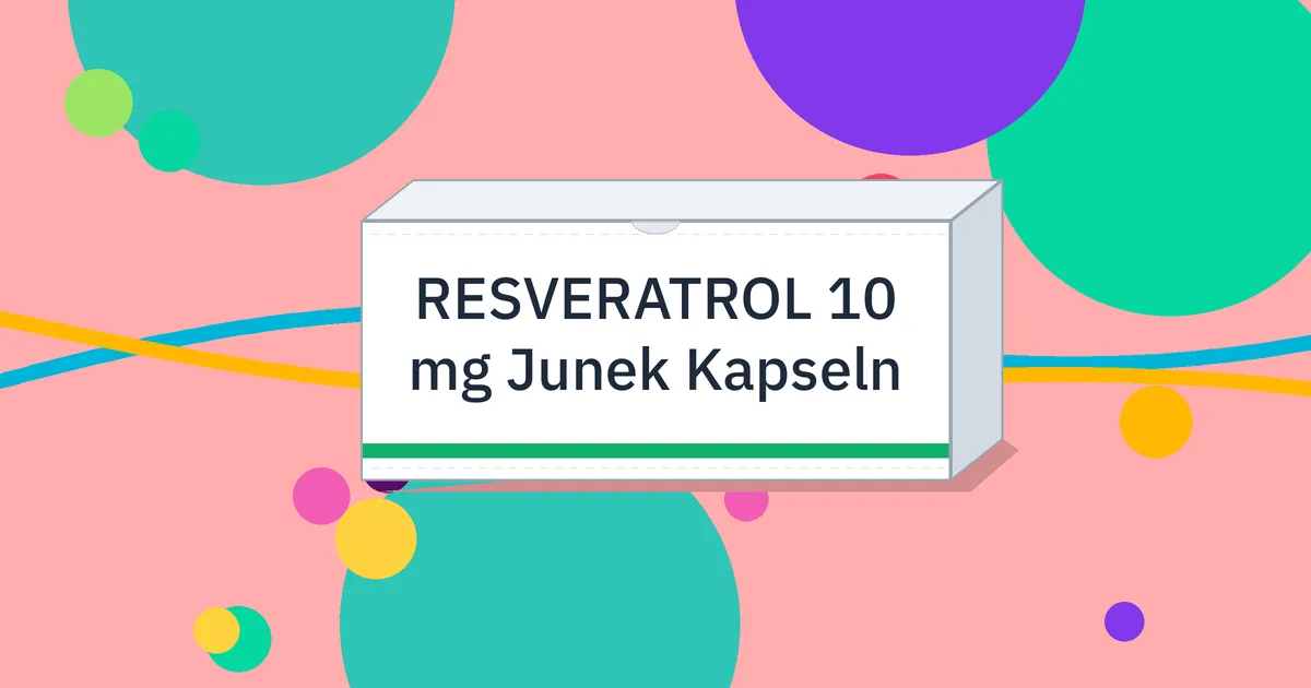 Symbolbild: Packung mit der Aufschrift RESVERATROL 10 mg Junek Kapseln (PZN 02571480) – Verfügbarkeit und Bezug in Apotheken in Frankfurt am Main