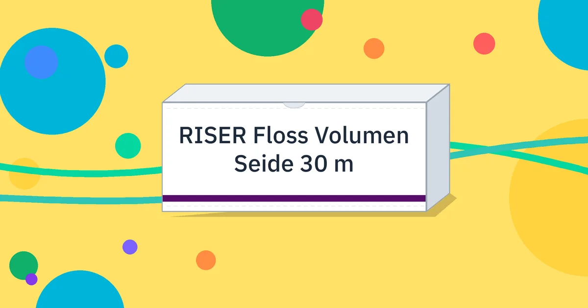 Symbolbild: Packung mit der Aufschrift RISER Floss Volumen Seide 30 m (PZN 02037711) – Verfügbarkeit und Bezug in Apotheken in Frankfurt am Main