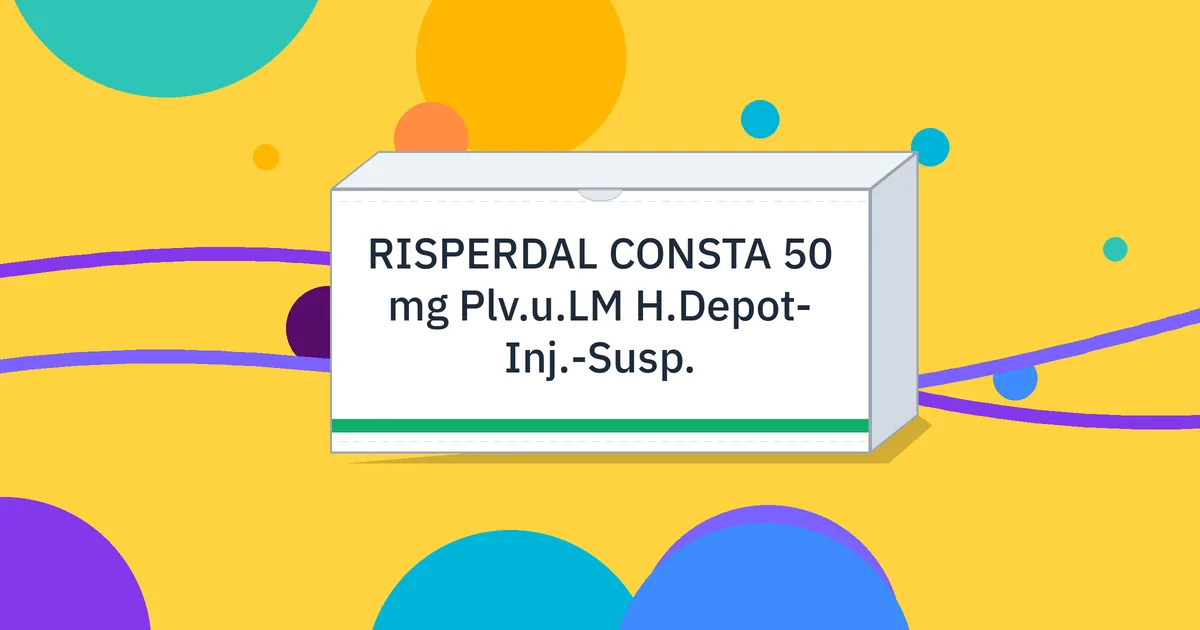 Symbolbild: Packung mit der Aufschrift RISPERDAL CONSTA 50 mg Plv.u.LM H.Depot-Inj.-Susp. (PZN 09340111) – Verfügbarkeit und Bezug in Apotheken in Frankfurt am Main