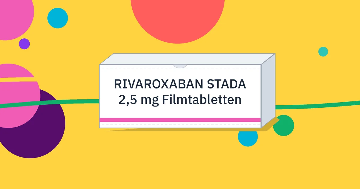 Symbolbild: Packung mit der Aufschrift RIVAROXABAN STADA 2,5 mg Filmtabletten (PZN 18358765) – Verfügbarkeit und Bezug in Apotheken in Frankfurt am Main