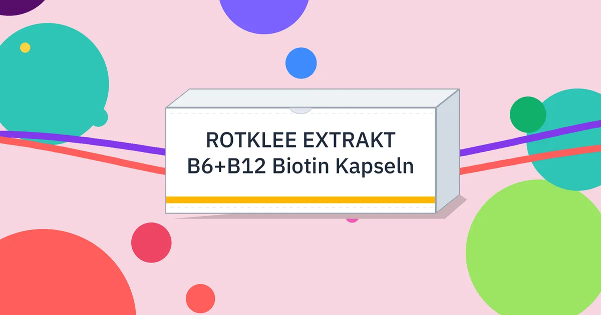 Symbolbild: Packung mit der Aufschrift ROTKLEE EXTRAKT B6+B12 Biotin Kapseln (PZN 02923223) – Verfügbarkeit und Bezug in Apotheken in Frankfurt am Main