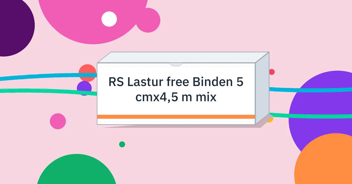 Symbolbild: Packung mit der Aufschrift RS Lastur free Binden 5 cmx4,5 m mix (PZN 01660460) – Verfügbarkeit und Bezug in Apotheken in Frankfurt am Main
