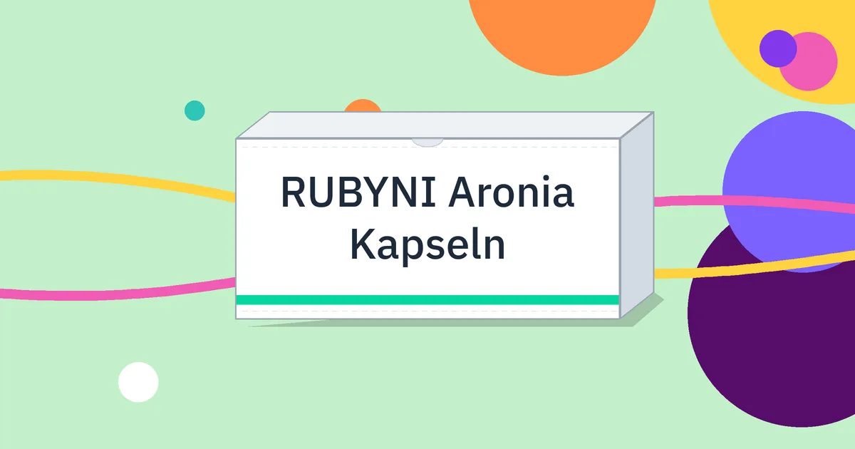 Symbolbild: Packung mit der Aufschrift RUBYNI Aronia Kapseln (PZN 18805336) – Verfügbarkeit und Bezug in Apotheken in Frankfurt am Main