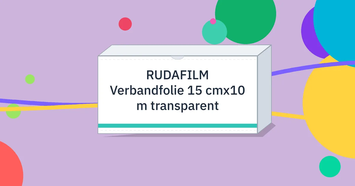 Symbolbild: Packung mit der Aufschrift RUDAFILM Verbandfolie 15 cmx10 m transparent (PZN 15879570) – Verfügbarkeit und Bezug in Apotheken in Frankfurt am Main