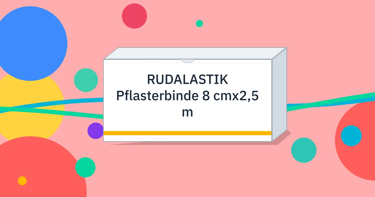 Symbolbild: Packung mit der Aufschrift RUDALASTIK Pflasterbinde 8 cmx2,5 m (PZN 15892487) – Verfügbarkeit und Bezug in Apotheken in Frankfurt am Main