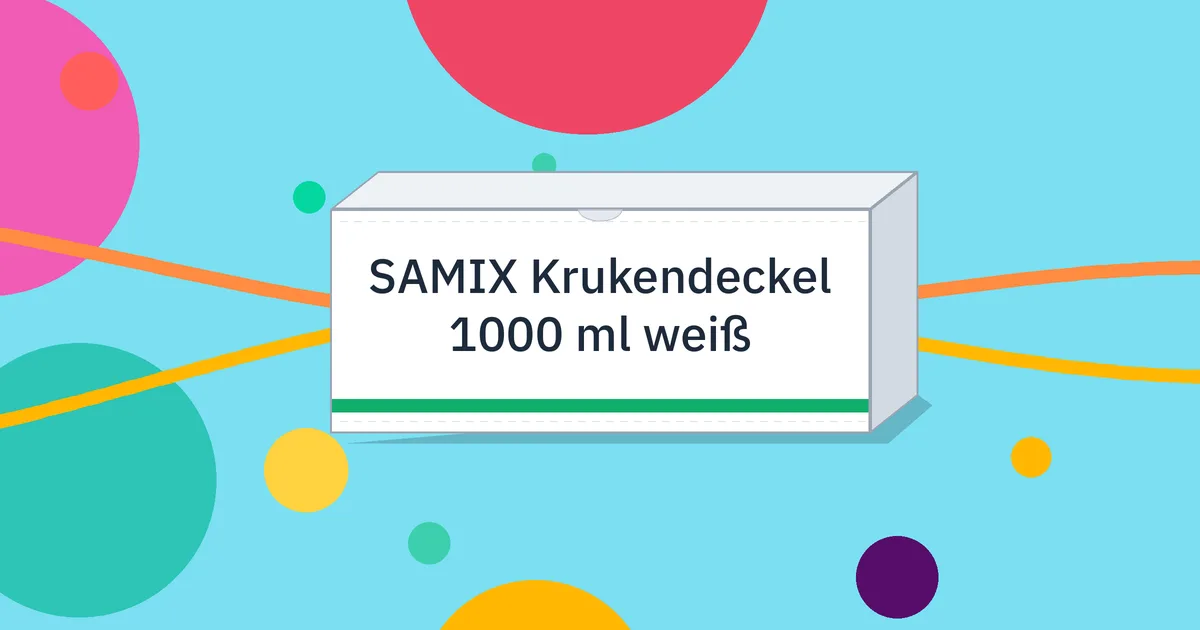 Symbolbild: Packung mit der Aufschrift SAMIX Krukendeckel 1000 ml weiß (PZN 19988095) – Verfügbarkeit und Bezug in Apotheken in Frankfurt am Main