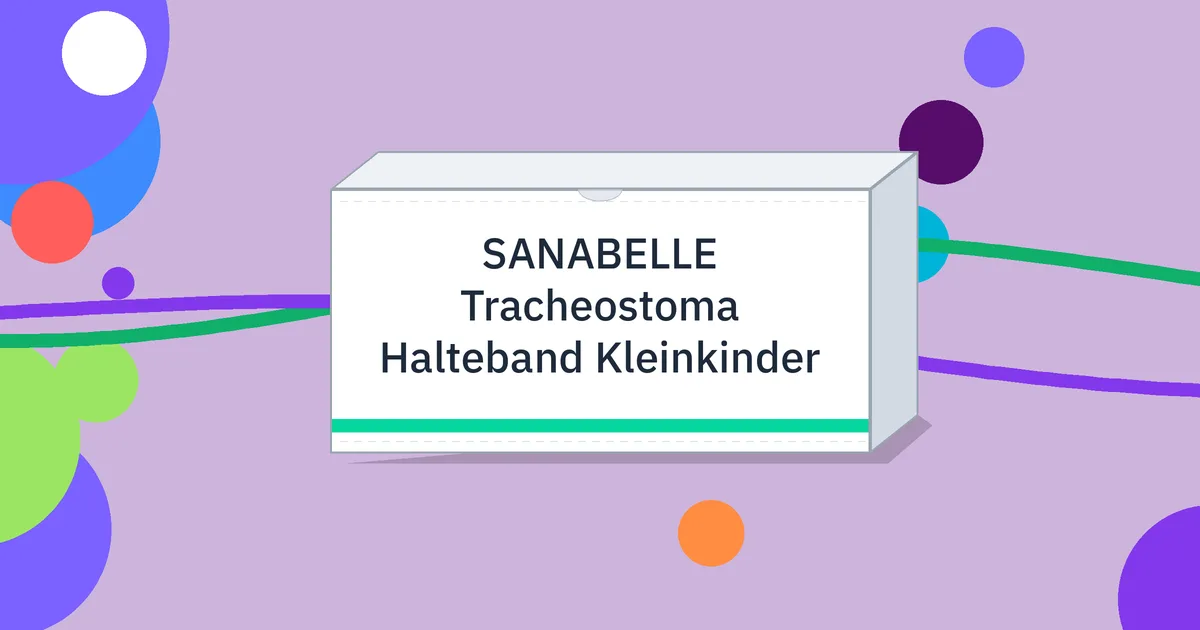 Symbolbild: Packung mit der Aufschrift SANABELLE Tracheostoma Halteband Kleinkinder (PZN 02405652) – Verfügbarkeit und Bezug in Apotheken in Frankfurt am Main