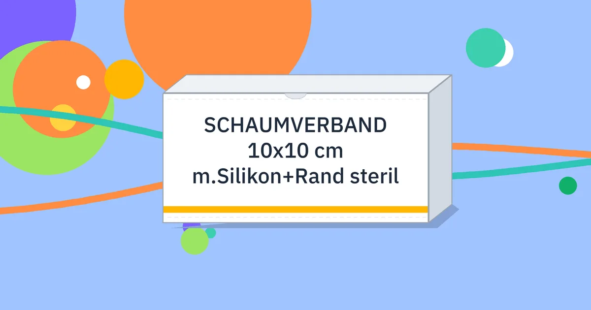 Symbolbild: Packung mit der Aufschrift SCHAUMVERBAND 10x10 cm m.Silikon+Rand steril (PZN 19509203) – Verfügbarkeit und Bezug in Apotheken in Frankfurt am Main
