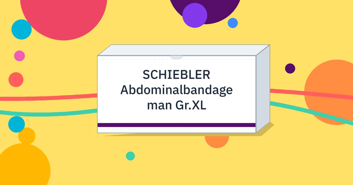 Symbolbild: Packung mit der Aufschrift SCHIEBLER Abdominalbandage man Gr.XL (PZN 06990914) – Verfügbarkeit und Bezug in Apotheken in Frankfurt am Main