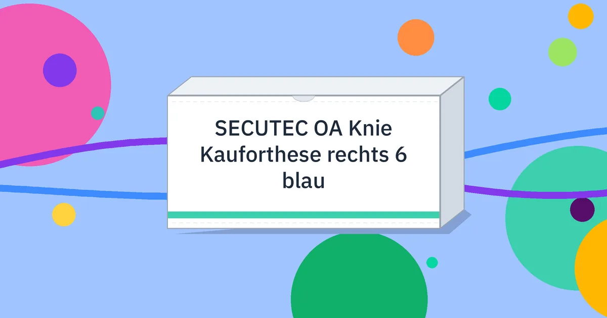 Symbolbild: Packung mit der Aufschrift SECUTEC OA Knie Kauforthese rechts 6 blau (PZN 14253986) – Verfügbarkeit und Bezug in Apotheken in Frankfurt am Main