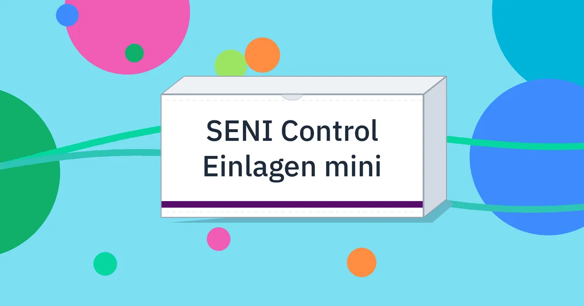 Symbolbild: Packung mit der Aufschrift SENI Control Einlagen mini (PZN 11888170) – Verfügbarkeit und Bezug in Apotheken in Frankfurt am Main