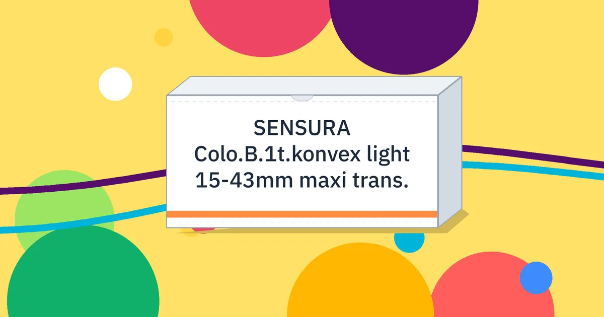 Symbolbild: Packung mit der Aufschrift SENSURA Colo.B.1t.konvex light 15-43mm maxi trans. (PZN 00827082) – Verfügbarkeit und Bezug in Apotheken in Frankfurt am Main
