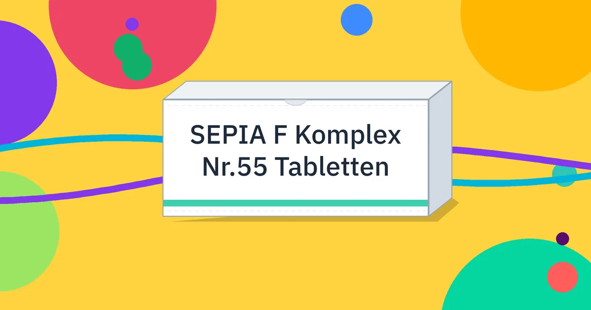 Symbolbild: Packung mit der Aufschrift SEPIA F Komplex Nr.55 Tabletten (PZN 04484420) – Verfügbarkeit und Bezug in Apotheken in Frankfurt am Main