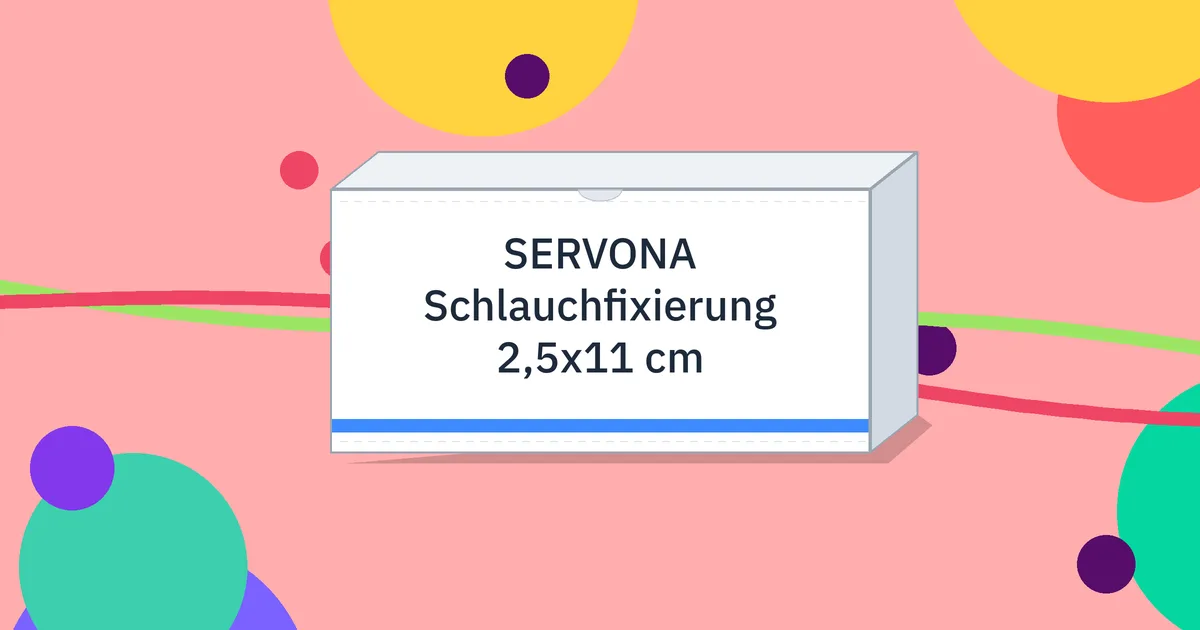 Symbolbild: Packung mit der Aufschrift SERVONA Schlauchfixierung 2,5x11 cm (PZN 16760836) – Verfügbarkeit und Bezug in Apotheken in Frankfurt am Main