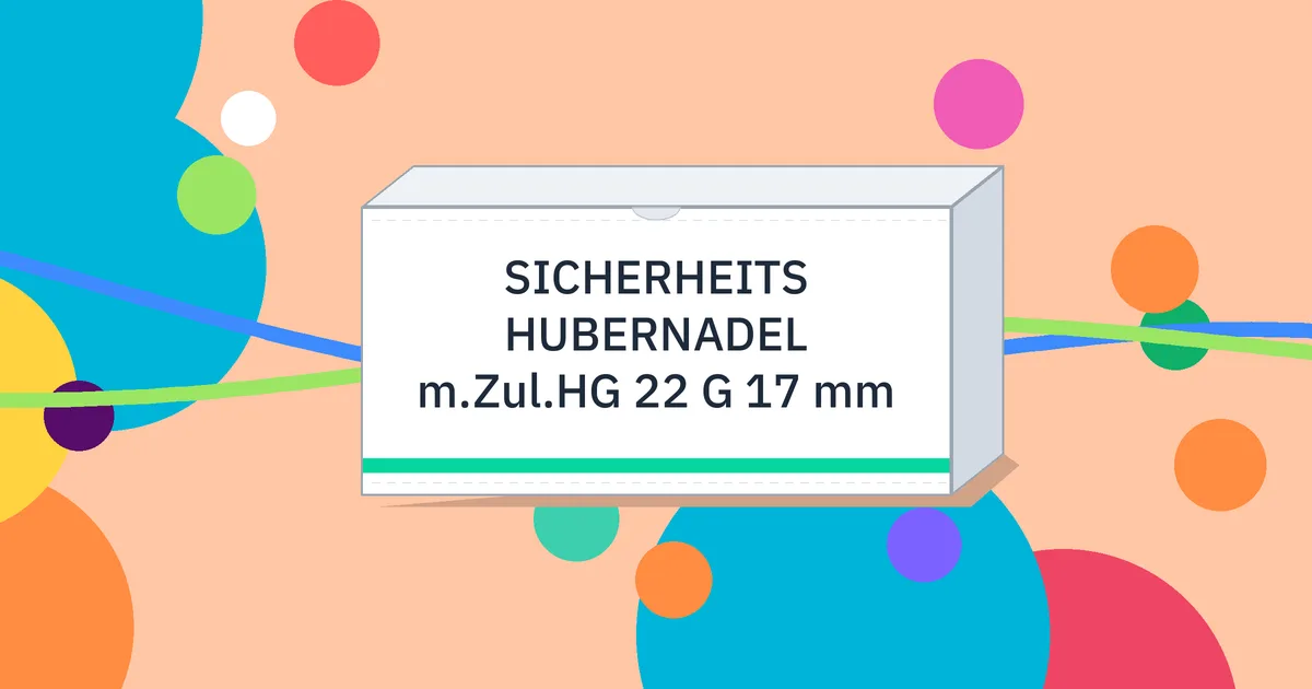 Symbolbild: Packung mit der Aufschrift SICHERHEITS HUBERNADEL m.Zul.HG 22 G 17 mm (PZN 14321989) – Verfügbarkeit und Bezug in Apotheken in Frankfurt am Main
