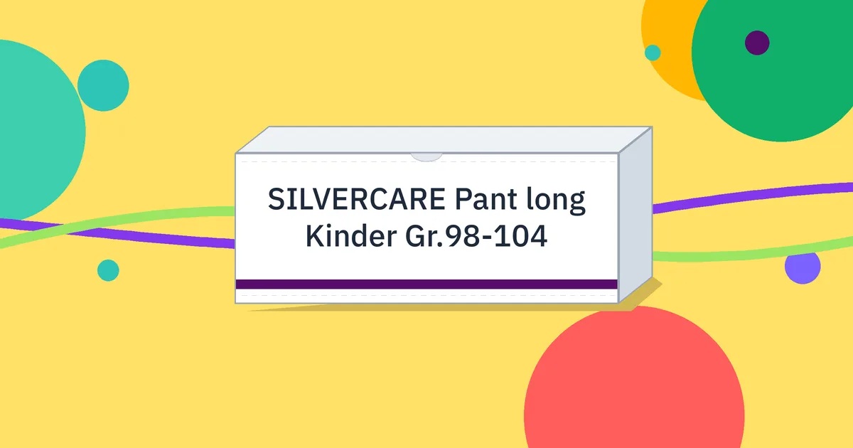 Symbolbild: Packung mit der Aufschrift SILVERCARE Pant long Kinder Gr.98-104 (PZN 01110535) – Verfügbarkeit und Bezug in Apotheken in Frankfurt am Main