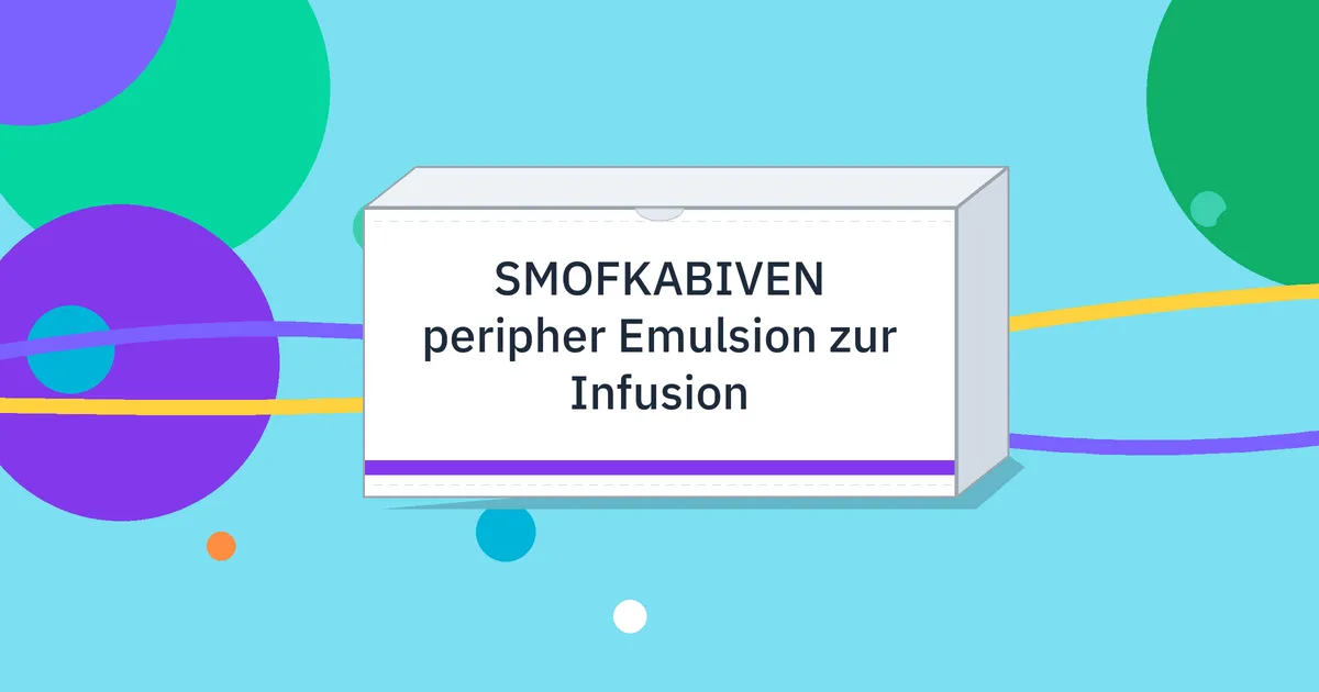 Symbolbild: Packung mit der Aufschrift SMOFKABIVEN peripher Emulsion zur Infusion (PZN 13501301) – Verfügbarkeit und Bezug in Apotheken in Frankfurt am Main