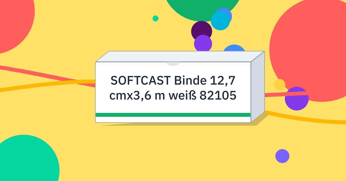 Symbolbild: Packung mit der Aufschrift SOFTCAST Binde 12,7 cmx3,6 m weiß 82105 (PZN 02697241) – Verfügbarkeit und Bezug in Apotheken in Frankfurt am Main