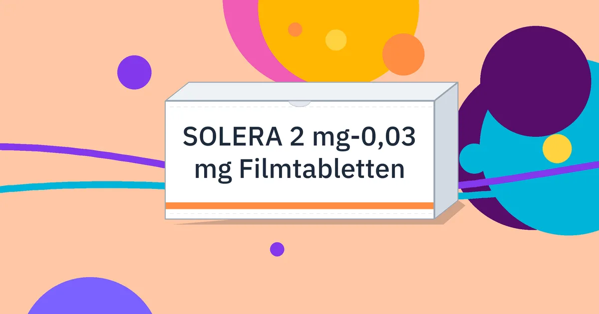 Symbolbild: Packung mit der Aufschrift SOLERA 2 mg-0,03 mg Filmtabletten (PZN 09506250) – Verfügbarkeit und Bezug in Apotheken in Frankfurt am Main