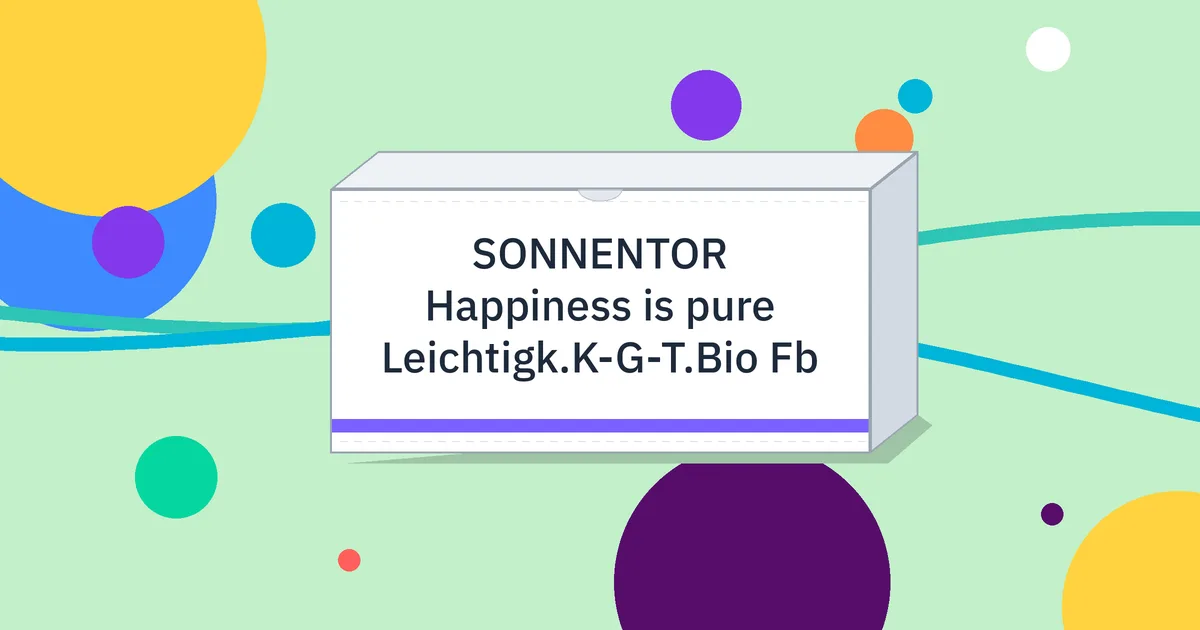 Symbolbild: Packung mit der Aufschrift SONNENTOR Happiness is pure Leichtigk.K-G-T.Bio Fb (PZN 18903369) – Verfügbarkeit und Bezug in Apotheken in Frankfurt am Main