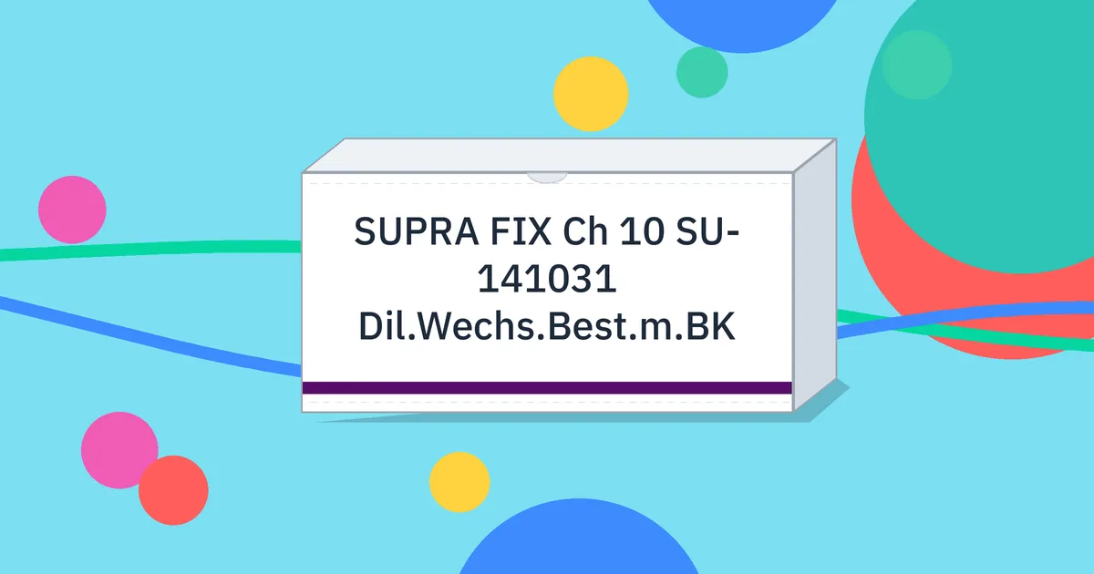 Symbolbild: Packung mit der Aufschrift SUPRA FIX Ch 10 SU-141031 Dil.Wechs.Best.m.BK (PZN 00445328) – Verfügbarkeit und Bezug in Apotheken in Frankfurt am Main
