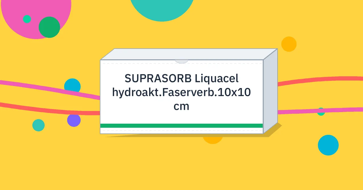 Symbolbild: Packung mit der Aufschrift SUPRASORB Liquacel hydroakt.Faserverb.10x10 cm (PZN 15615492) – Verfügbarkeit und Bezug in Apotheken in Frankfurt am Main