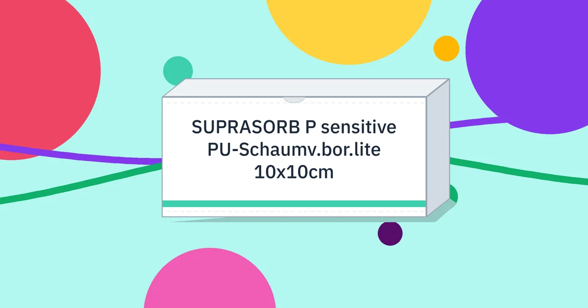 Symbolbild: Packung mit der Aufschrift SUPRASORB P sensitive PU-Schaumv.bor.lite 10x10cm (PZN 20276388) – Verfügbarkeit und Bezug in Apotheken in Frankfurt am Main