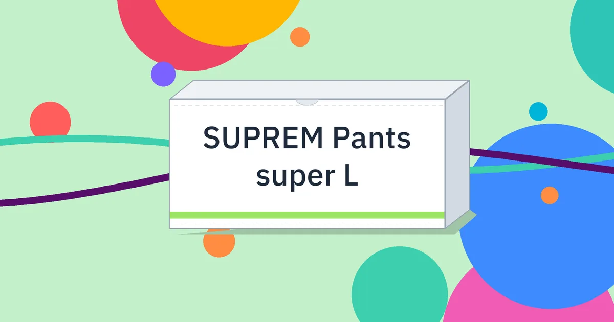 Symbolbild: Packung mit der Aufschrift SUPREM Pants super L (PZN 08836301) – Verfügbarkeit und Bezug in Apotheken in Frankfurt am Main
