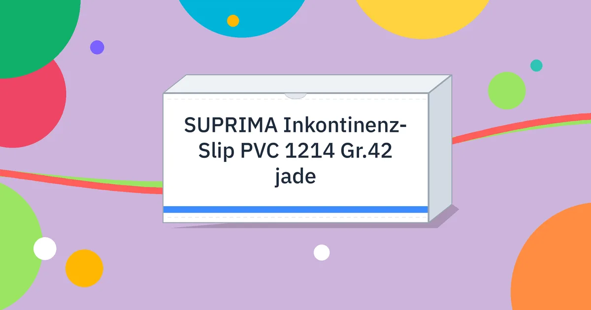 Symbolbild: Packung mit der Aufschrift SUPRIMA Inkontinenz-Slip PVC 1214 Gr.42 jade (PZN 02240671) – Verfügbarkeit und Bezug in Apotheken in Frankfurt am Main
