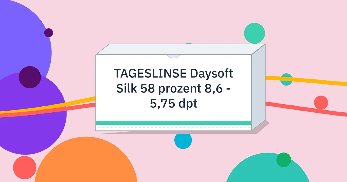 Symbolbild: Packung mit der Aufschrift TAGESLINSE Daysoft Silk 58 prozent 8,6 -5,75 dpt (PZN 00334942) – Verfügbarkeit und Bezug in Apotheken in Frankfurt am Main