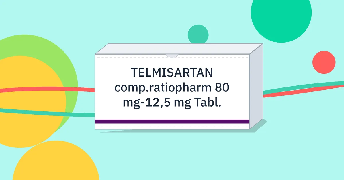 Symbolbild: Packung mit der Aufschrift TELMISARTAN comp.ratiopharm 80 mg-12,5 mg Tabl. (PZN 10282962) – Verfügbarkeit und Bezug in Apotheken in Frankfurt am Main