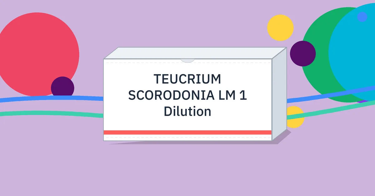 Symbolbild: Packung mit der Aufschrift TEUCRIUM SCORODONIA LM 1 Dilution (PZN 13217439) – Verfügbarkeit und Bezug in Apotheken in Frankfurt am Main