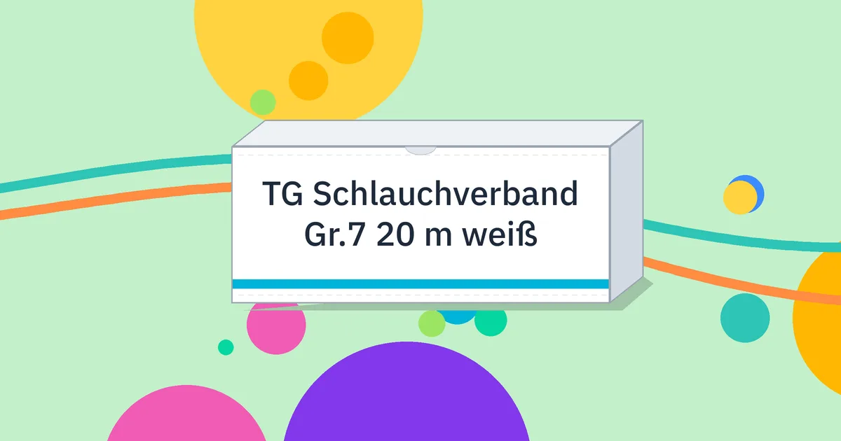 Symbolbild: Packung mit der Aufschrift TG Schlauchverband Gr.7 20 m weiß (PZN 15572498) – Verfügbarkeit und Bezug in Apotheken in Frankfurt am Main