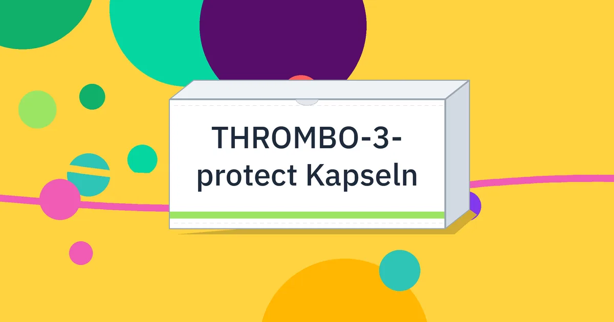 Symbolbild: Packung mit der Aufschrift THROMBO-3-protect Kapseln (PZN 11049009) – Verfügbarkeit und Bezug in Apotheken in Frankfurt am Main