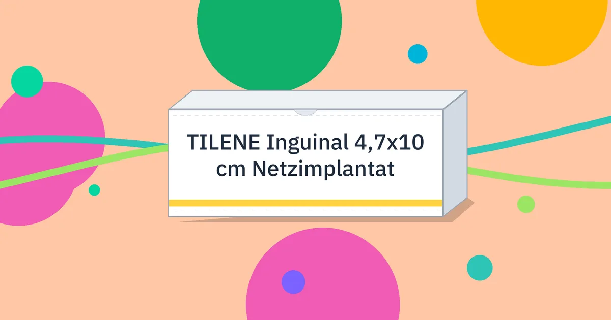 Symbolbild: Packung mit der Aufschrift TILENE Inguinal 4,7x10 cm Netzimplantat (PZN 19375553) – Verfügbarkeit und Bezug in Apotheken in Frankfurt am Main