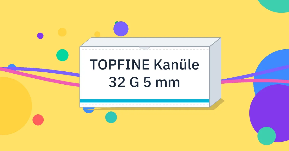 Symbolbild: Packung mit der Aufschrift TOPFINE Kanüle 32 G 5 mm (PZN 13355756) – Verfügbarkeit und Bezug in Apotheken in Frankfurt am Main