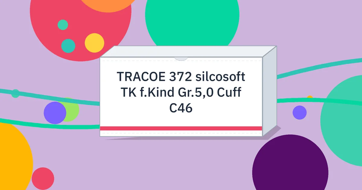Symbolbild: Packung mit der Aufschrift TRACOE 372 silcosoft TK f.Kind Gr.5,0 Cuff C46 (PZN 14316528) – Verfügbarkeit und Bezug in Apotheken in Frankfurt am Main