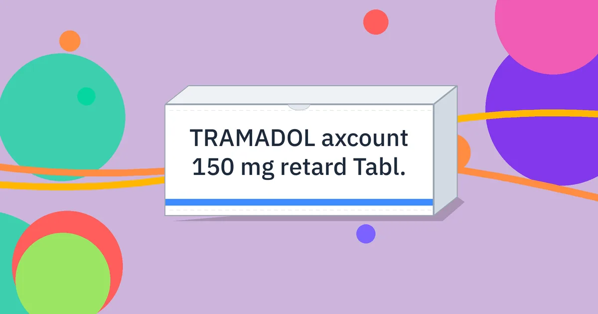 Symbolbild: Packung mit der Aufschrift TRAMADOL axcount 150 mg retard Tabl. (PZN 05513282) – Verfügbarkeit und Bezug in Apotheken in Frankfurt am Main