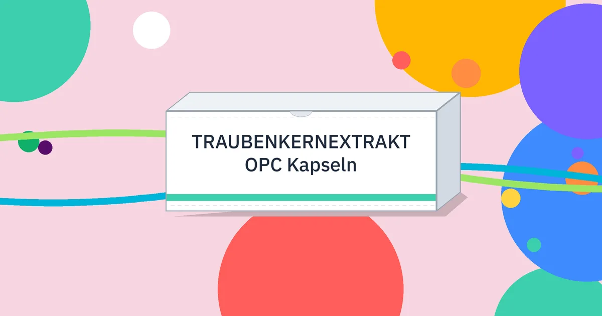 Symbolbild: Packung mit der Aufschrift TRAUBENKERNEXTRAKT OPC Kapseln (PZN 03174798) – Verfügbarkeit und Bezug in Apotheken in Frankfurt am Main