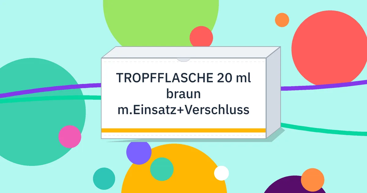 Symbolbild: Packung mit der Aufschrift TROPFFLASCHE 20 ml braun m.Einsatz+Verschluss (PZN 10189398) – Verfügbarkeit und Bezug in Apotheken in Frankfurt am Main