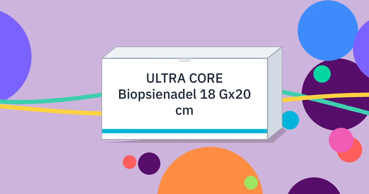Symbolbild: Packung mit der Aufschrift ULTRA CORE Biopsienadel 18 Gx20 cm (PZN 06767926) – Verfügbarkeit und Bezug in Apotheken in Frankfurt am Main
