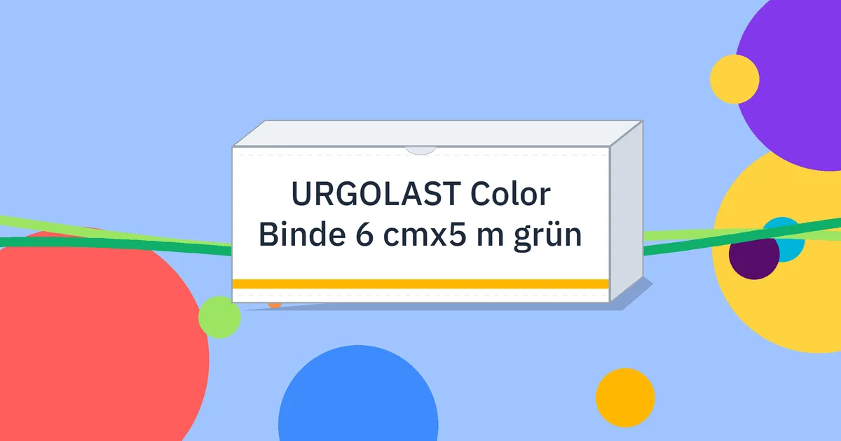 Symbolbild: Packung mit der Aufschrift URGOLAST Color Binde 6 cmx5 m grün (PZN 00708118) – Verfügbarkeit und Bezug in Apotheken in Frankfurt am Main