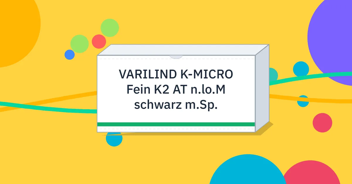 Symbolbild: Packung mit der Aufschrift VARILIND K-MICRO Fein K2 AT n.lo.M schwarz m.Sp. (PZN 20553712) – Verfügbarkeit und Bezug in Apotheken in Frankfurt am Main