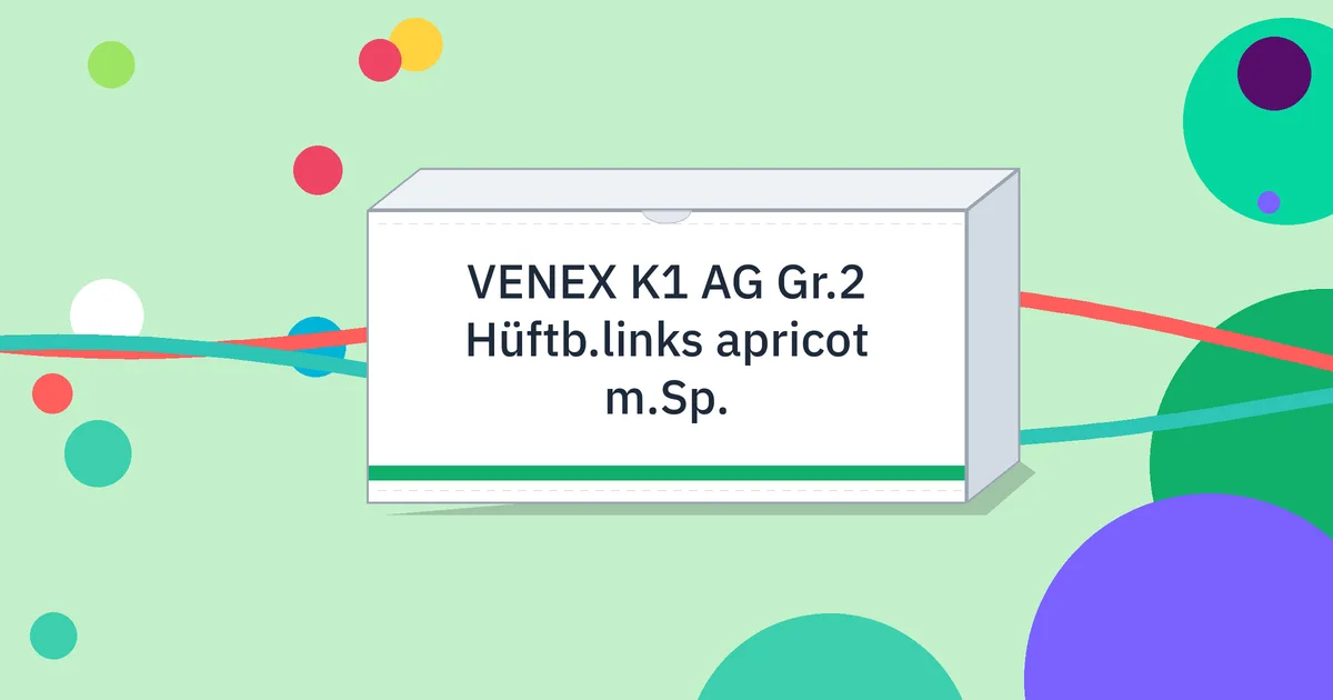 Symbolbild: Packung mit der Aufschrift VENEX K1 AG Gr.2 Hüftb.links apricot m.Sp. (PZN 03199924) – Verfügbarkeit und Bezug in Apotheken in Frankfurt am Main