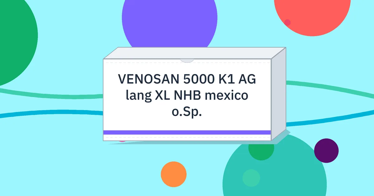 Symbolbild: Packung mit der Aufschrift VENOSAN 5000 K1 AG lang XL NHB mexico o.Sp. (PZN 14429758) – Verfügbarkeit und Bezug in Apotheken in Frankfurt am Main